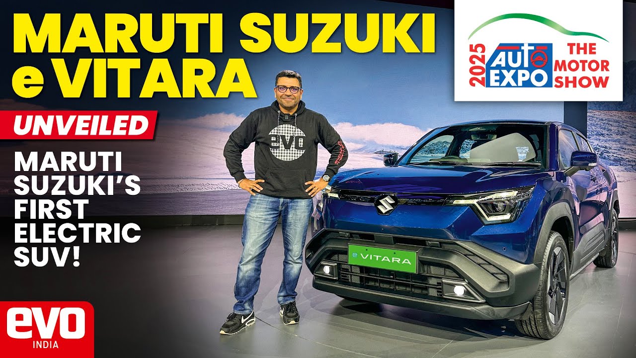 Maruti Suzuki's first electric SUV e VITARA unveiled | 500km range | Auto Expo 2025 | @evoIndia ...