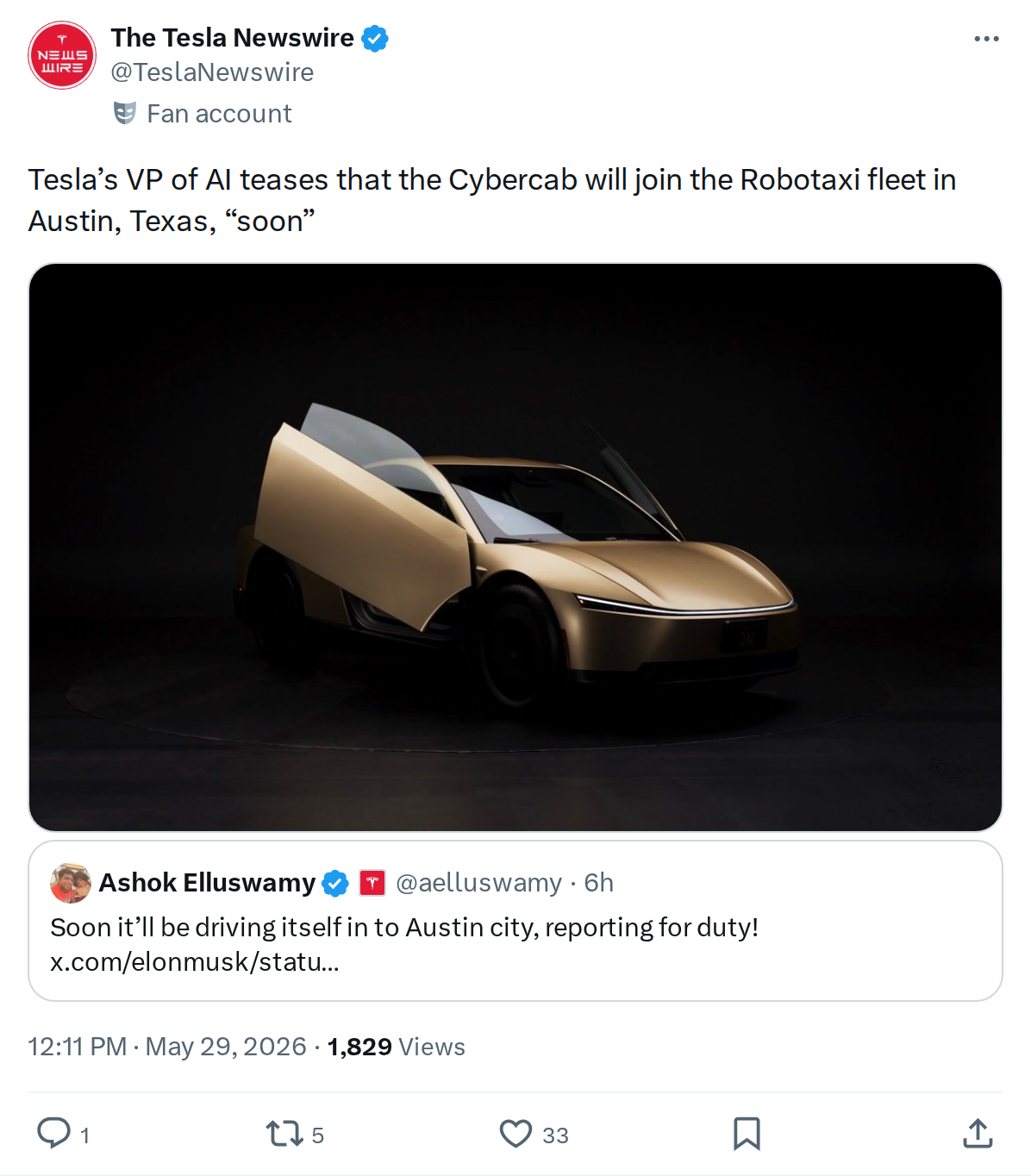 Tesla Cybercab Coming to Austin Robotaxi Fleet 'Soon' - EVSHIFT